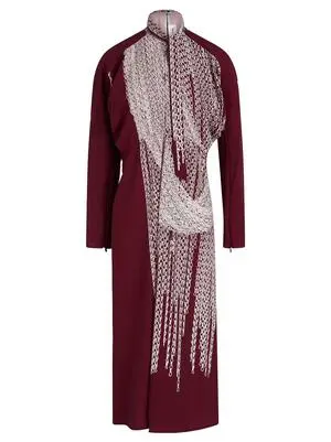 Victoria Beckham Tieneck Printed Crepe Midi Dress - Merlot
