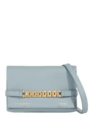 Victoria Beckham Chain Pouch Mini Leather Crossbody Bag - Sky Blue