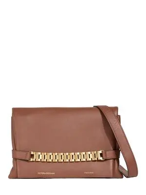 Victoria Beckham Chain Pouch Leather Shoulder Bag - Light Brown