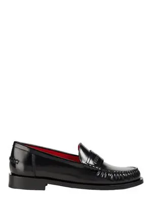 FERRAGAMO Embossed Glossed-leather Loafers - Black