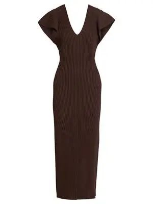 Altuzarra Trey Ribbed-knit Maxi Dress - Chocolate