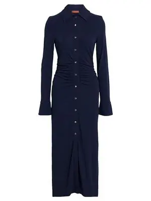 Altuzarra Claudia Ruched Crepe Midi Shirt Dress - Navy