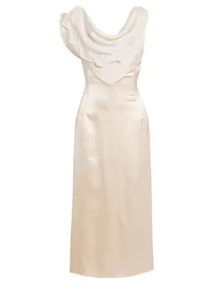 Altuzarra Fragolina Draped Broderie Anglaise-trimmed Silk-satin Midi Dress - Cream