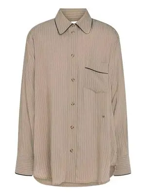 Victoria Beckham Striped Woven Shirt - Light Brown