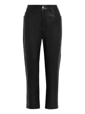 Brunello Cucinelli Leather Tapered Pants - Black