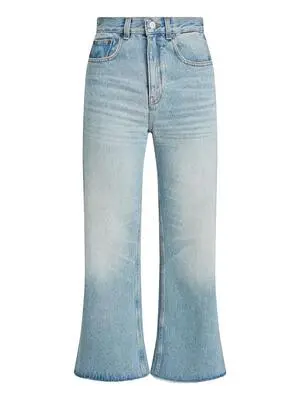 Victoria Beckham Cropped High-rise Wide-leg Jeans - Light Denim