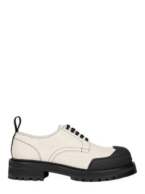 Marni Rubber-trimmed Leather Brogues - Off-white