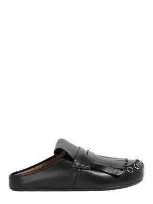 Marni Sabot Leather Clogs - Black