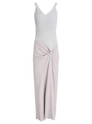 Victoria Beckham Draped Ribbed-knit And Crepe Maxi Dress - Stone