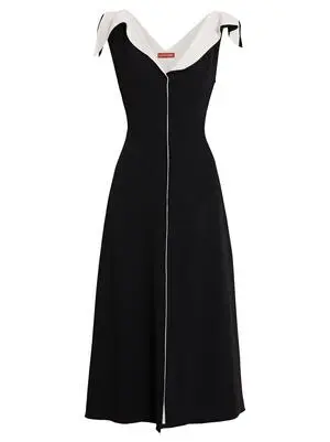 Altuzarra Jophee Two-tone Draped Ponte Midi Dress - Black