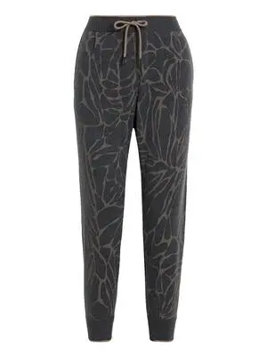 Brunello Cucinelli Printed Wool, Cashmere, And Silk-blend Track Pants - Charcoal