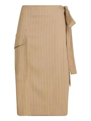 Victoria Beckham Pinstriped Wool-twill Wrap Skirt - Sand