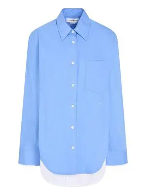 Victoria Beckham Layered Cotton-poplin Shirt - Light Blue
