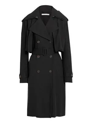 Another Tomorrow Convertible Hemp-blend Trench Coat - Black