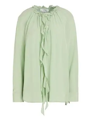 Victoria Beckham Ruffled Silk Crepe De Chine Blouse - Light Green