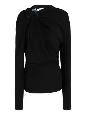 Victoria Beckham Draped Satin And Stretch-crepe Top - Black