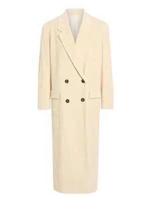 Brunello Cucinelli Double-breasted Cotton-blend Corduroy Coat - Cream