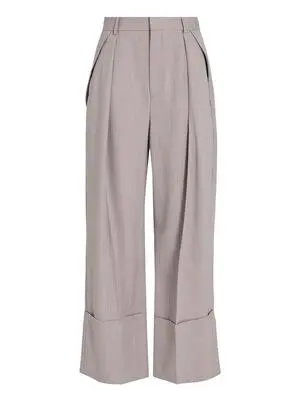 Victoria Beckham Pleated Wool-crepe Wide-leg Pants - Stone