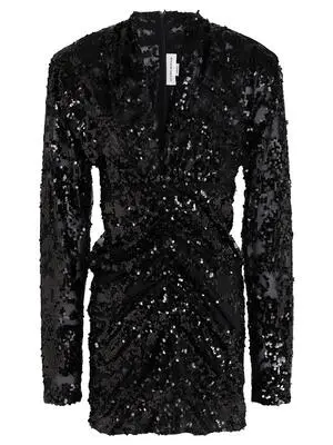 Victoria Beckham Sequined Tulle Mini Dress - Black