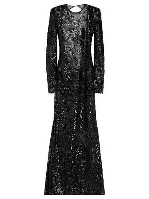 Victoria Beckham Open-back Sequined Tulle Gown - Black