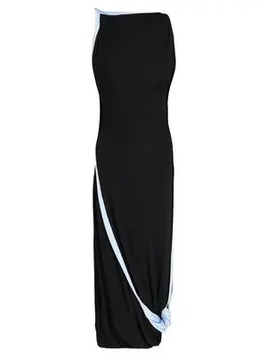 Victoria Beckham Asymmetric Two-tone Jersey Midi Dress - Black