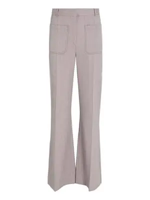 Victoria Beckham Wool Flared Pants - Stone