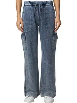Splendid Gwen Indigo Cotton Blend Terry Cargo Sweatpants - Indigo Blue