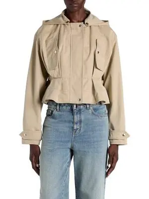 Alexander McQueen Belted Cotton Windbreaker Jacket - Pale Beige