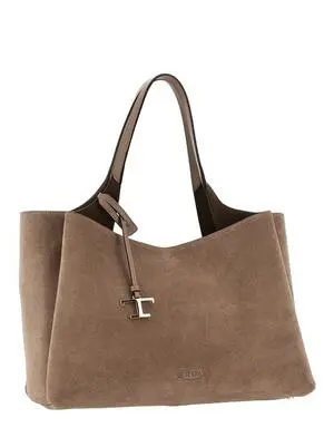 TOD'S Apa 2 Suede Top Handle Bag - Creta Chiaro