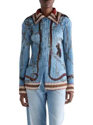 Acne Studios Pleated Print Button-up Shirt - Denim Blue