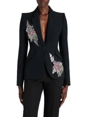 Alexander McQueen Crystal Embellished Jacket - Black