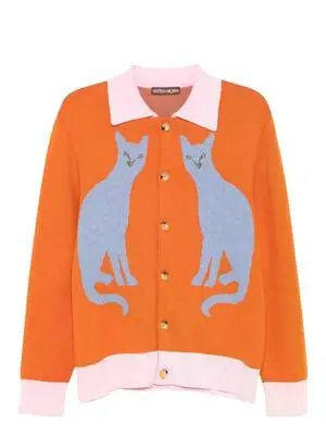 CHATEAU ORLANDO Graphic Cotton Cardigan - Orange