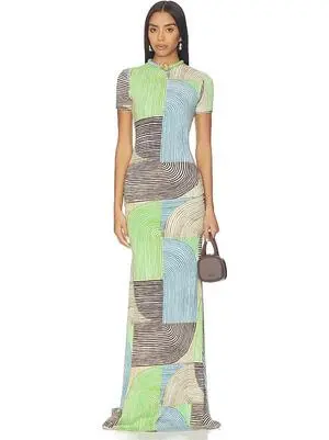 Silvia Tcherassi Yara Maxi Dress - Abstract Green Print