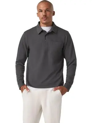 Vuori Long Sleeve Waffle Polo - Dark Pewter