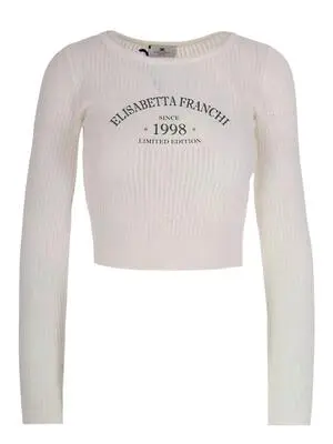 Elisabetta Franchi Logo Knitted Top - Neutrals