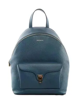 COCCINELLE Leather Backpack With Front Pocket - Blue