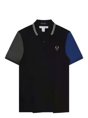 Comme Des Garçons X Fred Perry Colour-block Short-sleeve Polo Shirt - Black