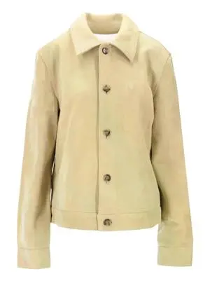 Ami Buttoned Leather Jacket - Neutrals