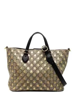 Gucci Gg Supreme Bee Tote - Brown
