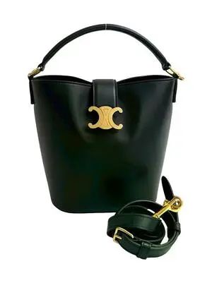 Celine Small Louise Bucket Bag Satchel - Black