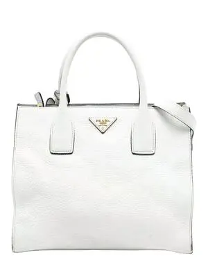 Prada Vitello Daino Convertible Tote Satchel - White