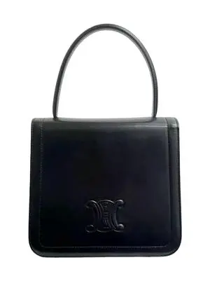 Celine 2000 Calfskin Triomphe Top Handle Bag - Black