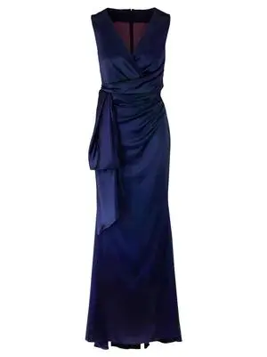 Talbot Runhof Draped Sleeveless Midi Dress - Blue