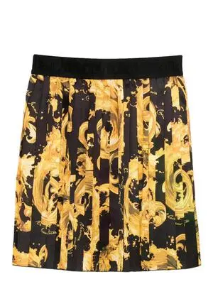 Versace Pleated Pattern Mini Skirt - Black