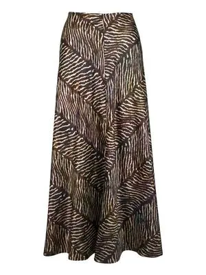 PETER COHEN Animal-print Flared Midi Skirt - Brown