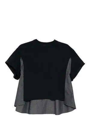 Sacai Exposed-seam Cotton T-shirt - Blue