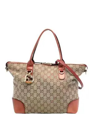 Gucci Gg Canvas Heart Bit Satchel - Brown