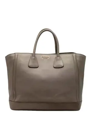Prada Large City Calf Double Handle Shopping Tote Bag - Grey