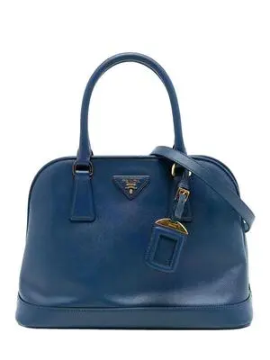 Prada Medium Saffiano Lux Open Promenade Satchel - Blue