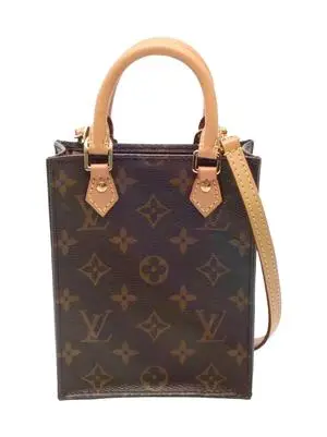 LOUIS VUITTON 2021-2025 Monogram Petit Sac Plat Satchel - Brown